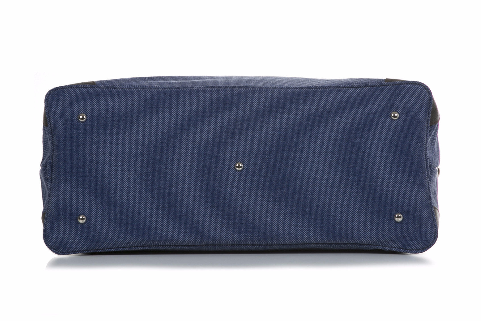 Denim Blue Washed Canvas and Pebble Leather Weekender – L'bardi